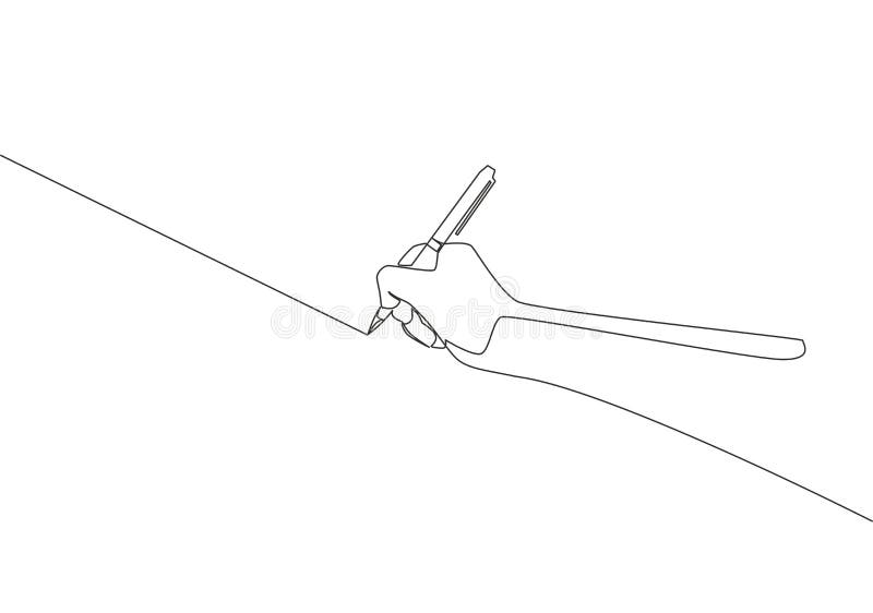 Single Continuous Line Drawing of Hand Gesture Draw Straight Diagonal ...