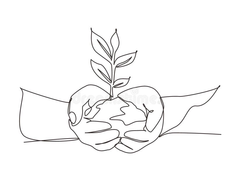 Line Drawing Hands Holding Plant Stock Illustrations – 504 Line Drawing ...