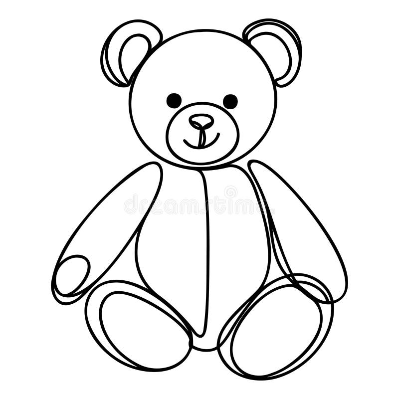 Single Continuous Line Drawing Lovely Teddy Bear Toy Stock Vector ...