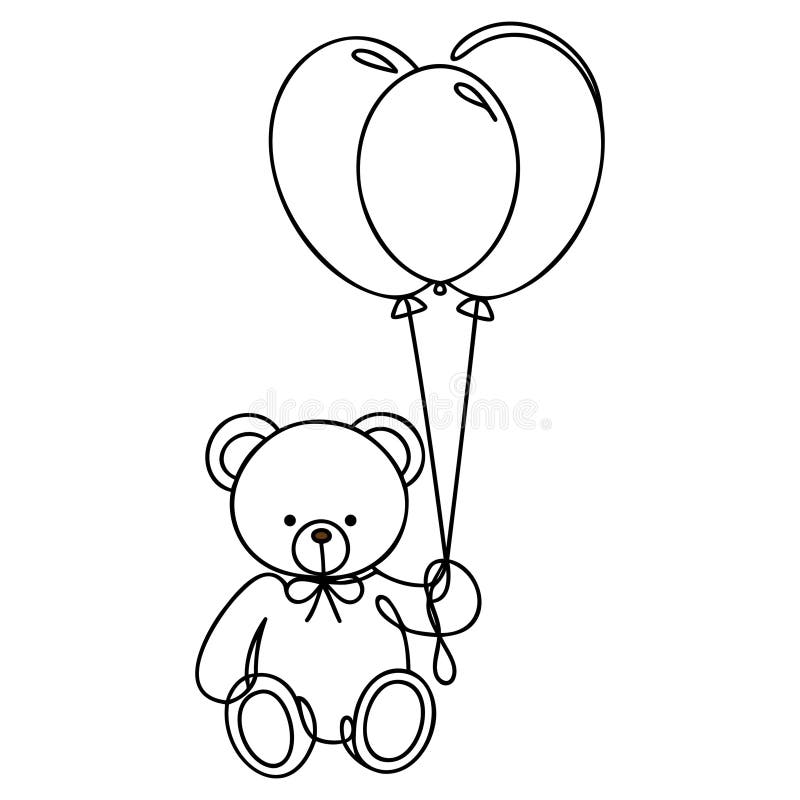 Single Continuous Line Drawing Lovely Teddy Bear Toy. Teddy Bear with ...
