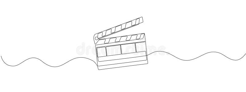 Single Continuous Line Drawing of a Movie Clapper. Retro Style Movie ...