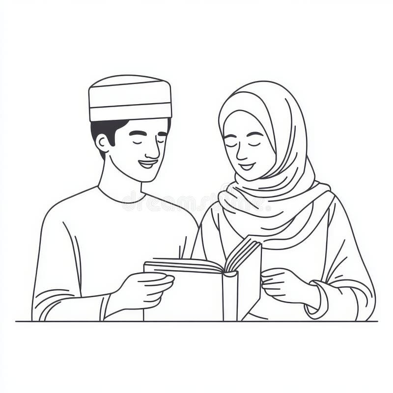Muslim Family Continuous Line Drawing Stock Photos - Free & Royalty ...
