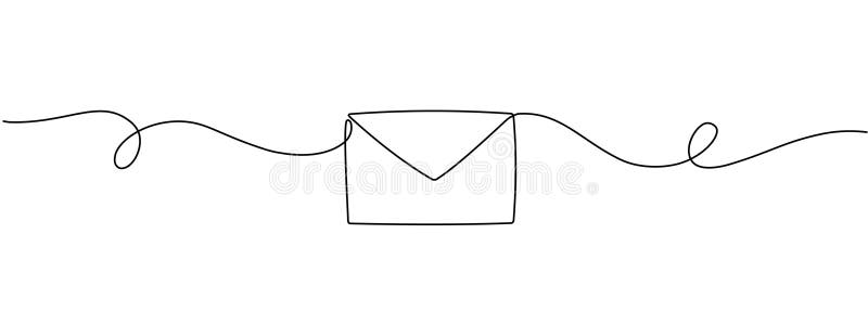 Single Continuous Line Drawing of a Paper Envelope . Concept of E-mail ...