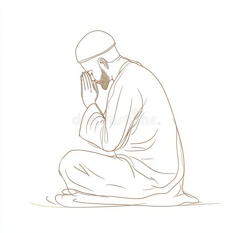 A Single, Continuous Line Drawing of a Religious Man, Representing One ...