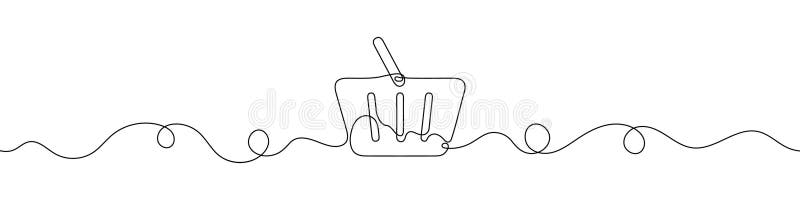 Single Continuous Line Drawing of a Shopping Cart. One Continuous Line ...