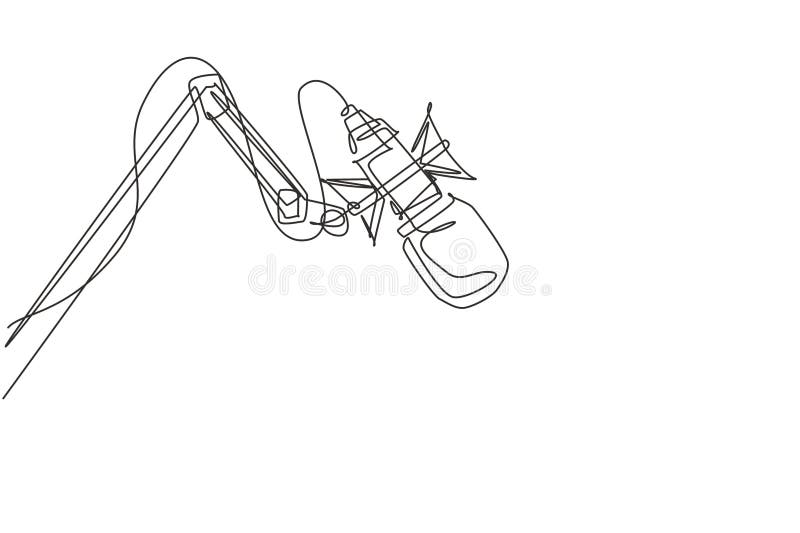 Single Continuous Line Drawing Studio Microphone. Condenser Mic for ...