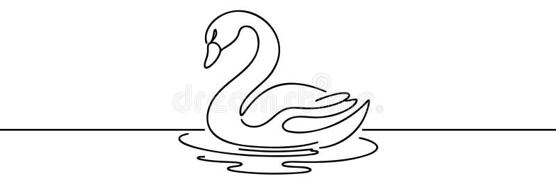 Single Continuous Line Drawing a Swan is Gracefully Swimming in a ...