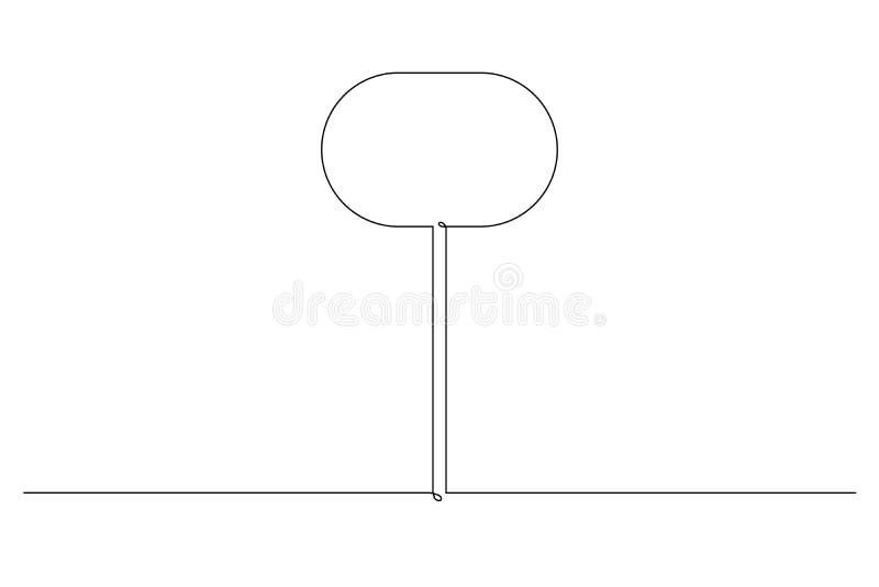 Single Continuous Line Drawing Template of Round Road Sign. One Line ...