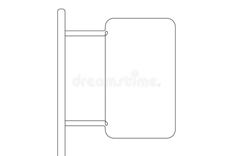 Single Continuous Line Drawing Template of Square Road Sign. One Line ...