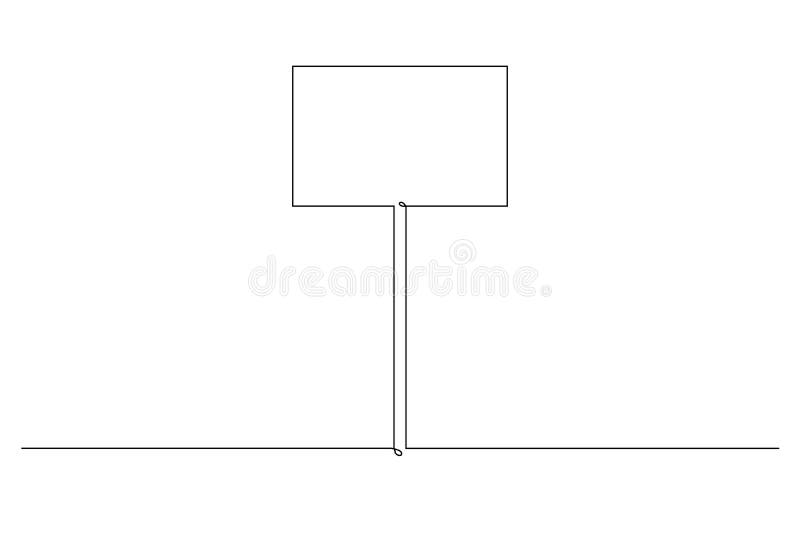 Single Continuous Line Drawing Template of Square Road Sign. One Line ...