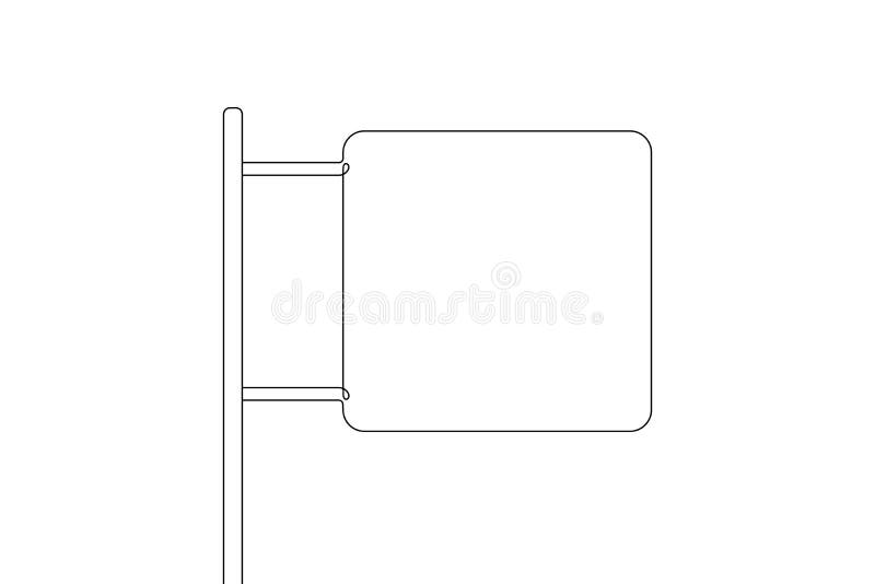 Single Continuous Line Drawing Template of Square Road Sign. One Line ...