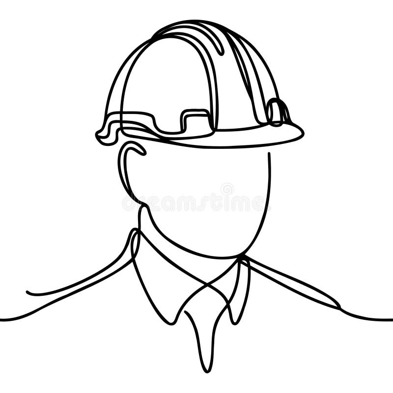 Single Continuous Line Drawing of a Young Builder. Business Concept of ...