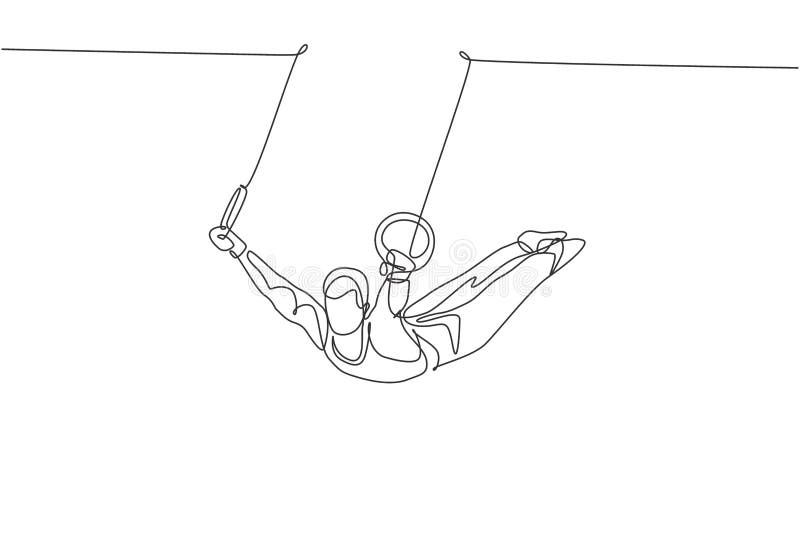 Single Continuous Line Drawing Young Handsome Professional Gymnast Man ...