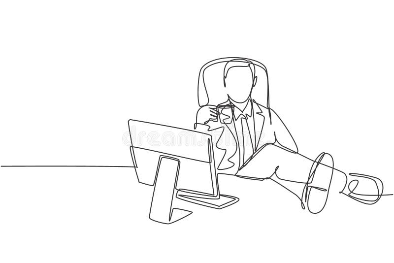 One Line Drawing Man Computer Stock Illustrations – 1,393 One Line ...