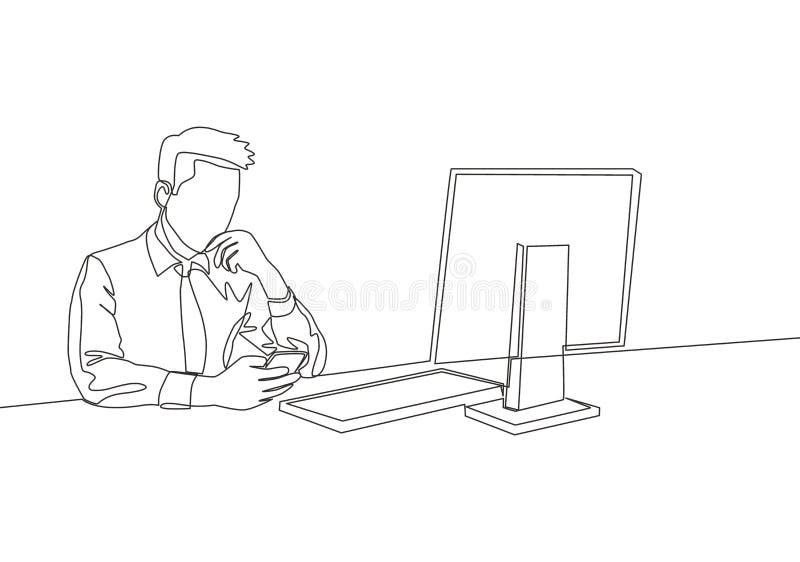 Single Line Drawing Typing Stock Illustrations – 290 Single Line ...