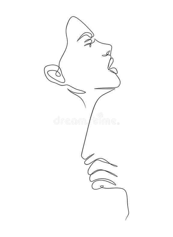 A Single Continuous Line Forms a Serene Profile of Beautiful Woman ...