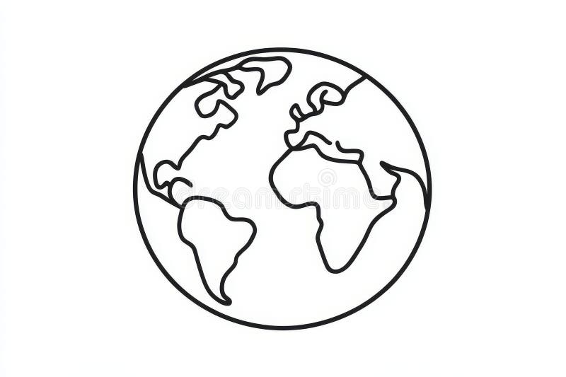Single Continuous Line Round Globe World Map Geography Graphic Icon ...