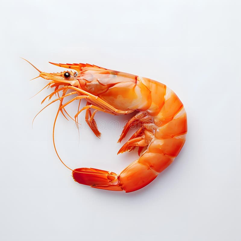 Single Cooked Shrimp on White Background Generated Using AI. Stock ...
