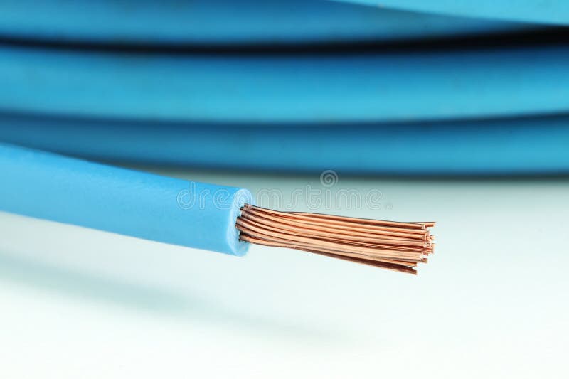 Single Core Blue Stranded Insulated Copper Electrical Conductor Closeup ...