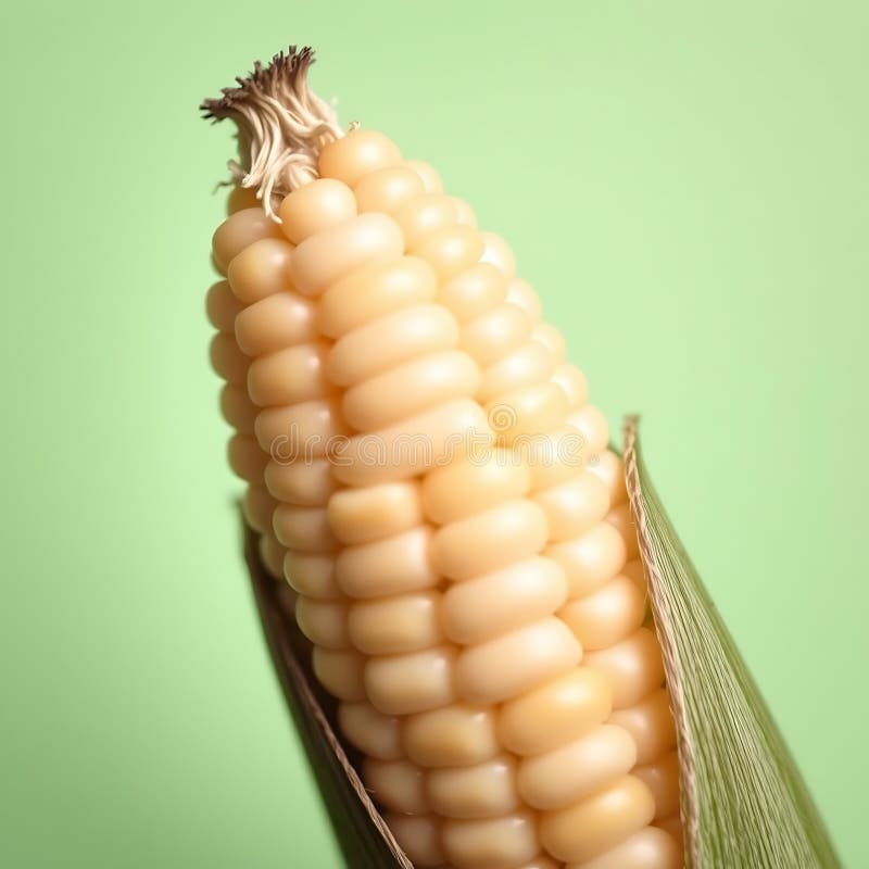 A Single Corn Kernel Close Up Showing Intricate Texture on a Pastel ...