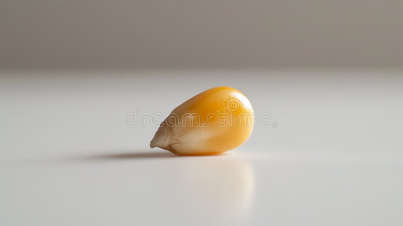A Single Corn Kernel Sits on a Smooth White Surface, Displaying a ...