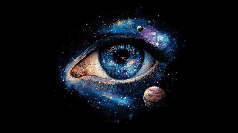Single Cosmic Eye Illustration with Galaxy Motif Stock Illustration ...