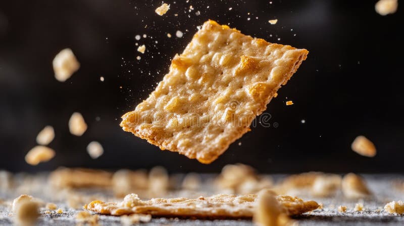 A Single Cracker Falls into a Pile of Crackers, Perfect for Food and ...