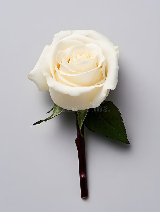 Single Cream Rose on a Gray Background. Stock Photo - Image of life ...