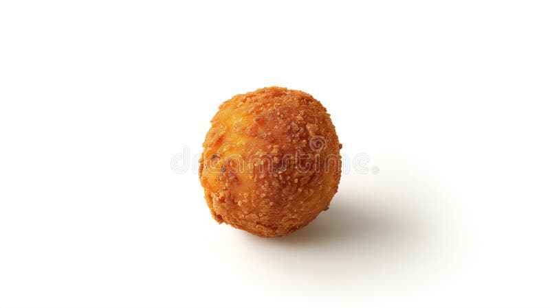 A Single, Crispy, Golden-brown Fried Snack Ball Placed on a White ...