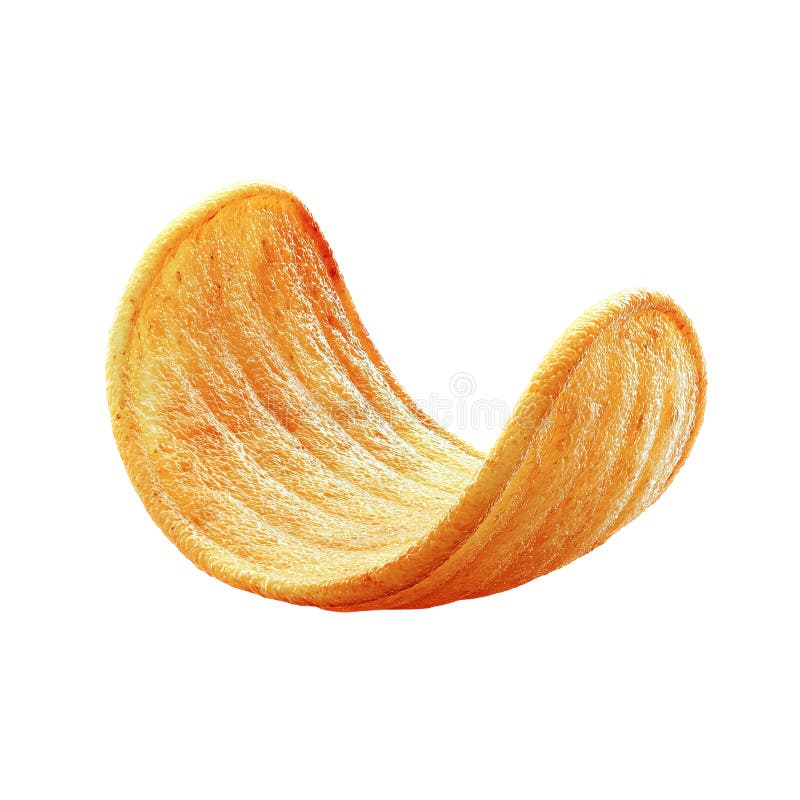 Crispy Potato Chip Isolated on Black Background 3d Eat Food Salt Diet ...