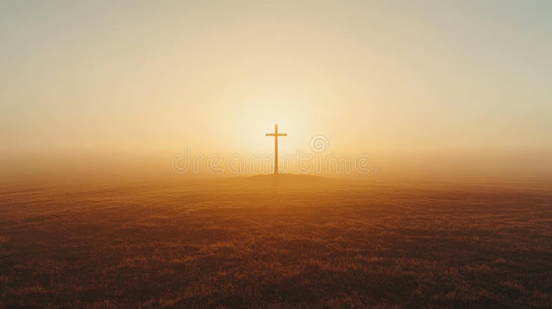 Single Cross in Dawn Light, Peaceful and Reverent Atmosphere. Easter ...