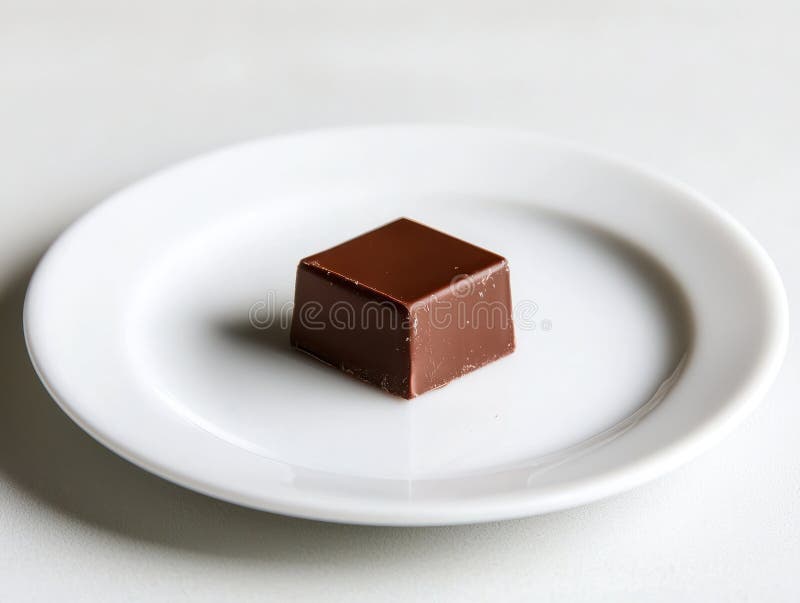 Single Cube of Chocolate on Clean White Plate Stock Illustration ...