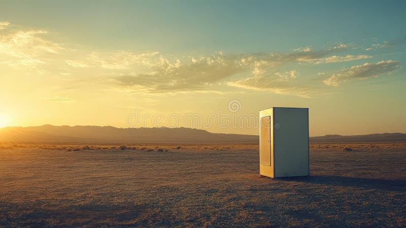 Single Cube on Desert Plain during Golden Hour Stock Image - Image of ...