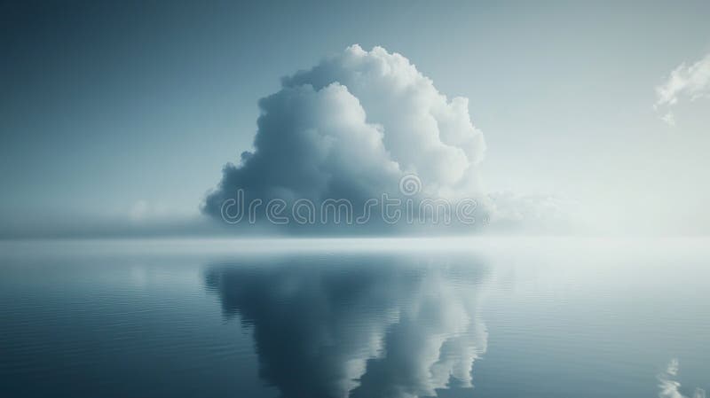 Single Cumulus Cloud Reflecting on Calm Water Stock Image - Image of ...