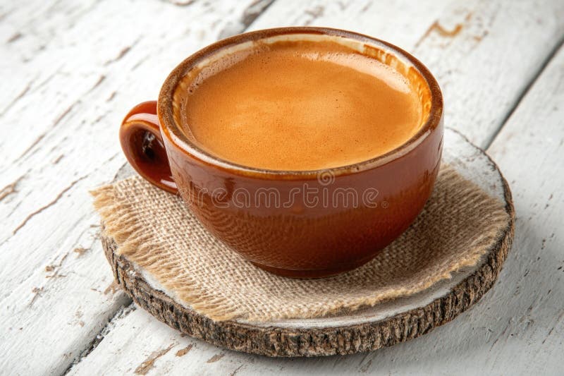 A Single Cup of Coffee Sitting on Top of a Wooden Coaster, Great for ...