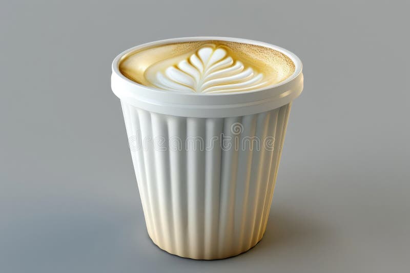 A Single Cup of Latte with Latte Art in a Disposable Cup Stock ...