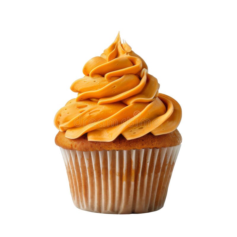 A Single Cupcake with Swirled Caramel Frosting Stock Photo ...