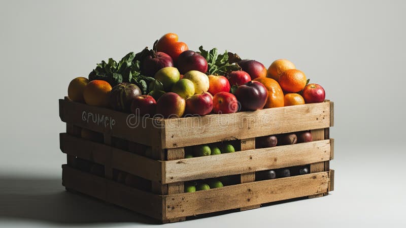 A Single Curated Fruit Crate Styled with Fresh Produce and Subtle Stock ...