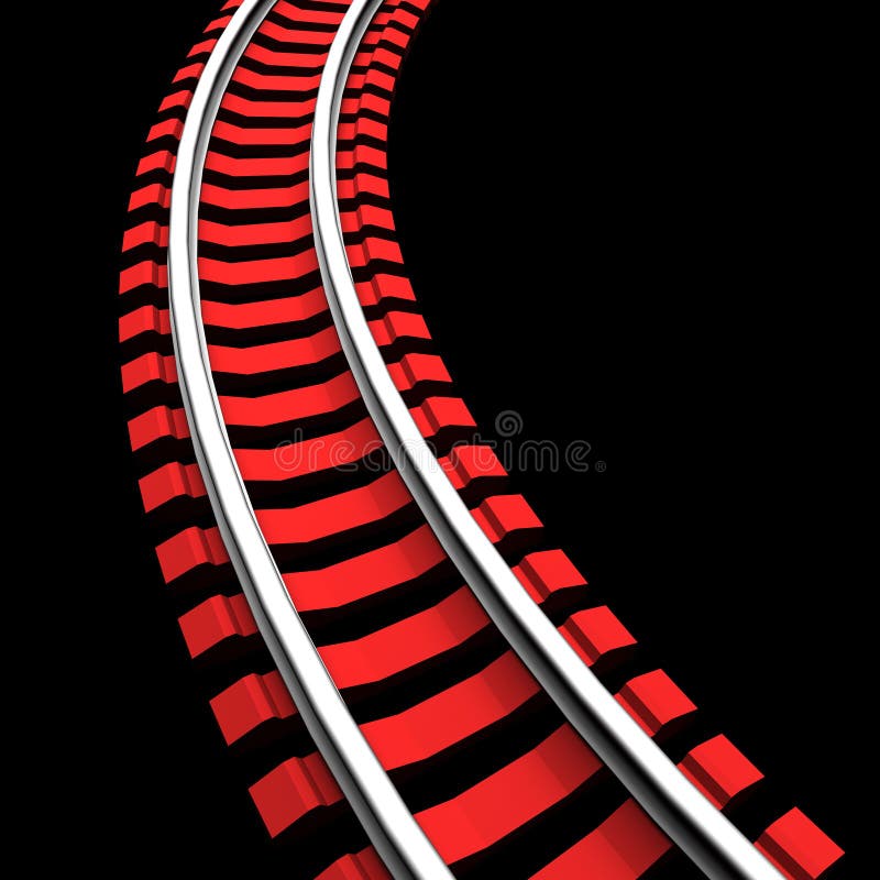 Single Curved Railroad Track Stock Illustration - Illustration of ...