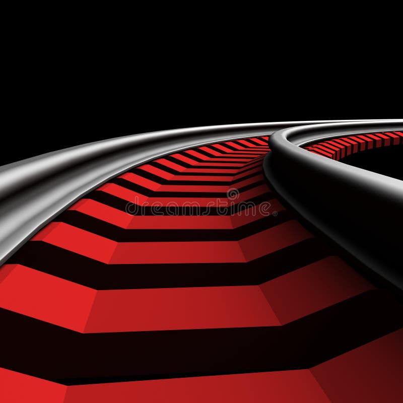 Single Curved Railroad Track Stock Illustration - Illustration of ...