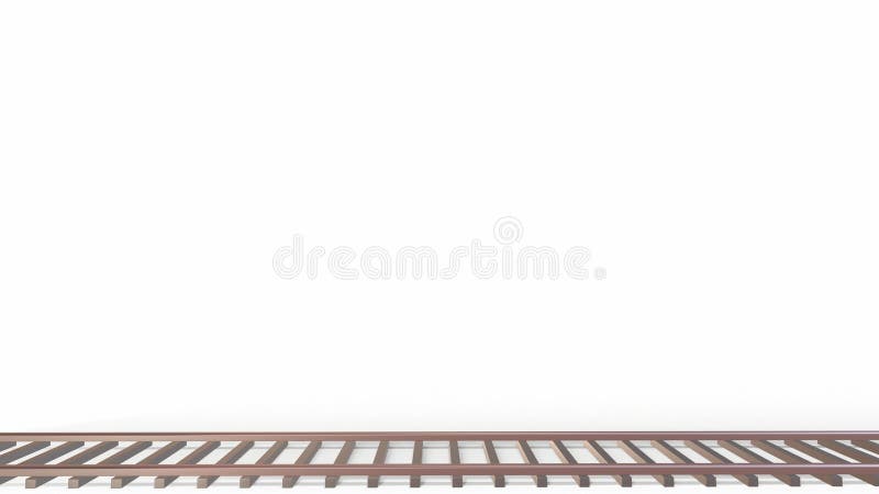Single Curved Railroad Track Isolated on White Background 3d-rendering ...