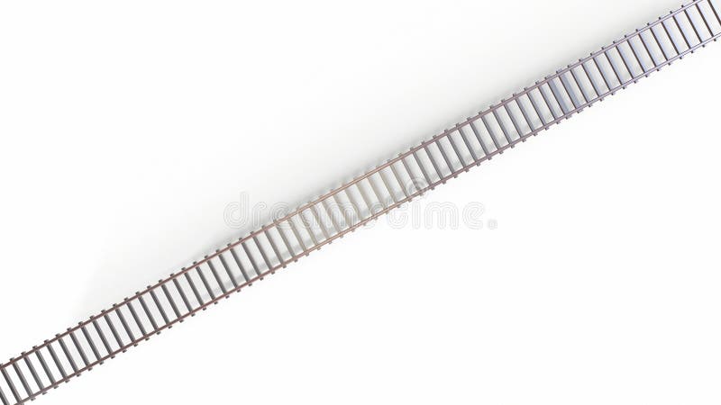 Single Curved Railroad Track Isolated on White Background 3d-rendering ...
