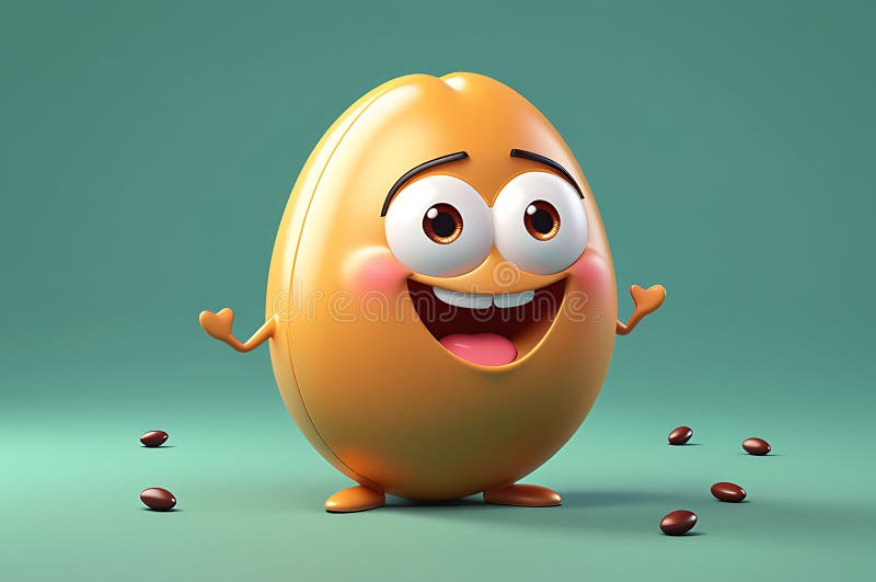 A Single Cute Bean As a 3D Rendered Character Over Solid Color ...