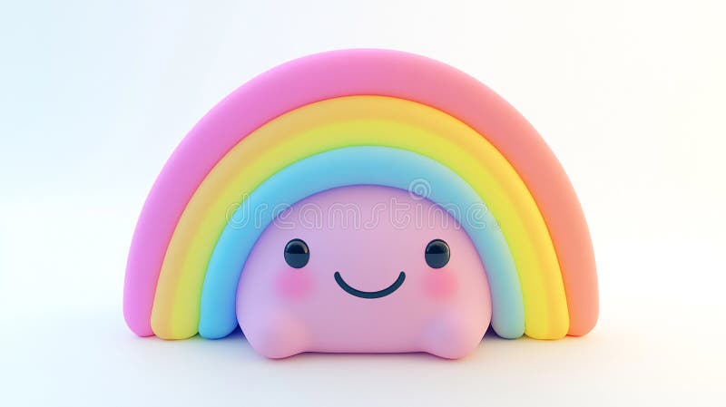 A Single Cute Rainbow Character 3d Render Design Stock Illustration ...