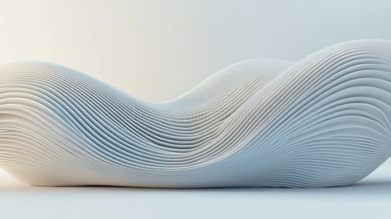 A Single 3D Form with Grainy Textures and Deep Grooves Sits in a Softly ...