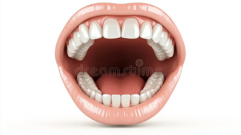 A Single 3D Model Render Illustration of a Plastic Human Smiling Jaw ...