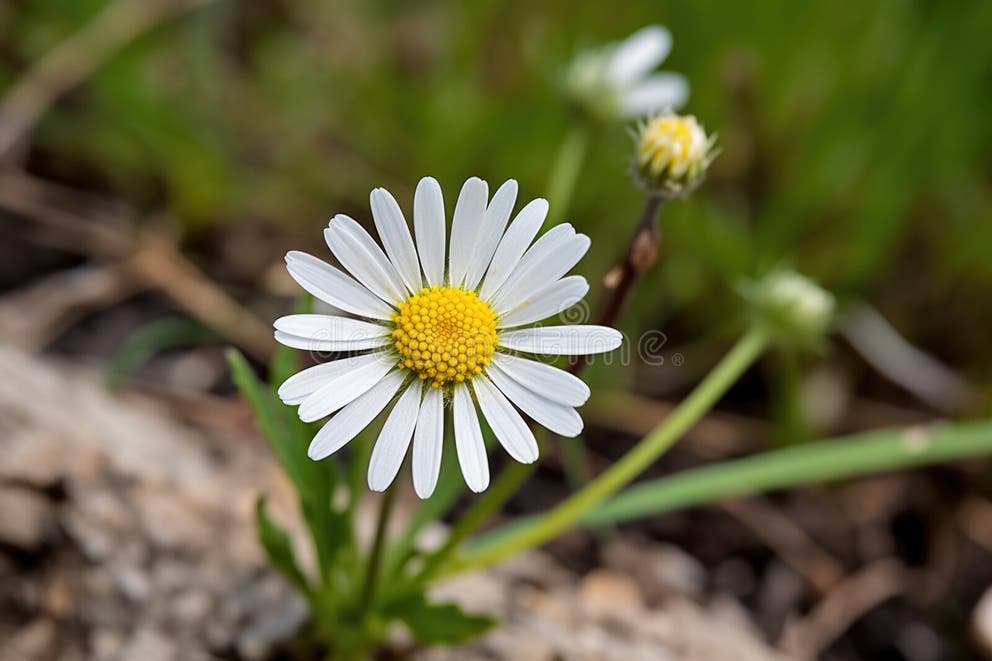 A Single Daisy Blooming among Weeds Stock Photo - Image of blooming ...