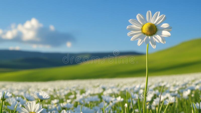Single Daisy Flower Rising Above a Field of Daisies Stock Illustration ...