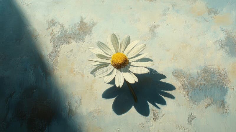 Single Daisy Flower with Shadow on Textured Background Stock ...