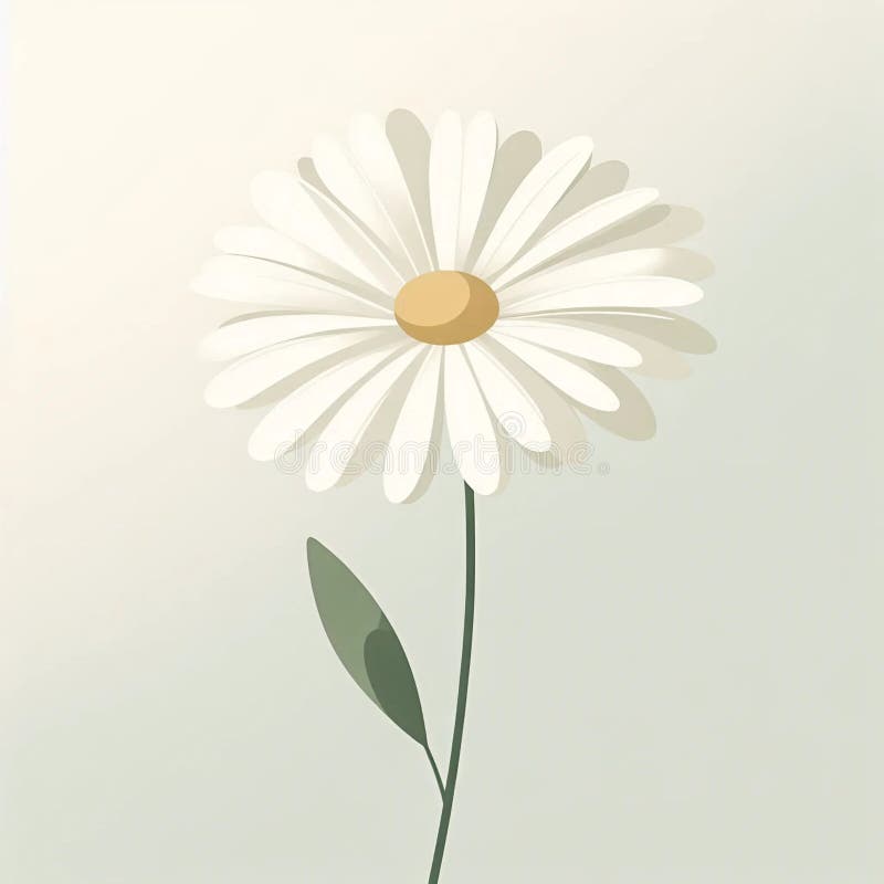 Single Daisy Flower with White Petals and a Soft Yellow Center Stock ...